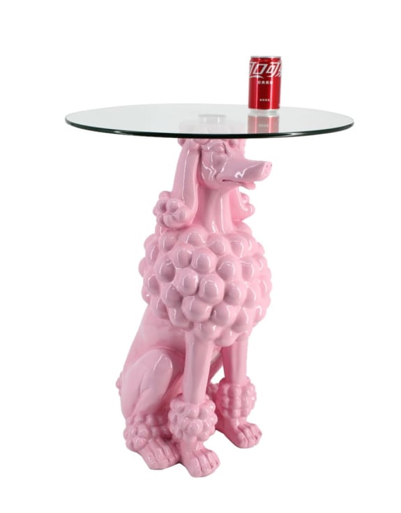 Sitting Pink Poodle Side Table W/ Glass Top – Decor Vibes Ltd