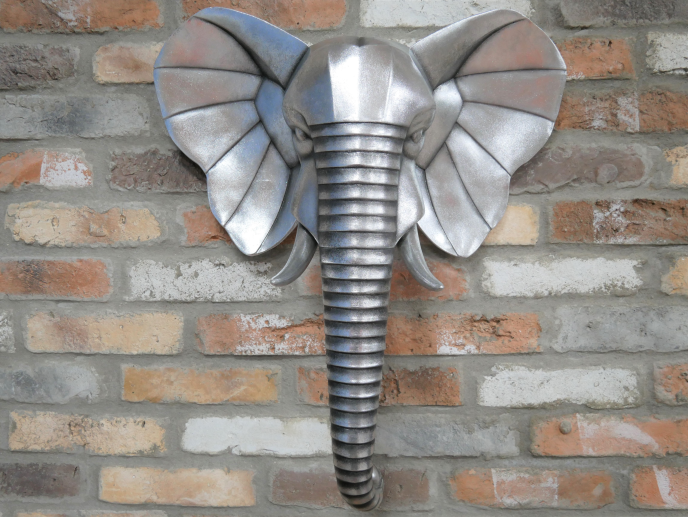 Large Antique Silver Elephant Head Wall Mount – Decor Vibes Ltd