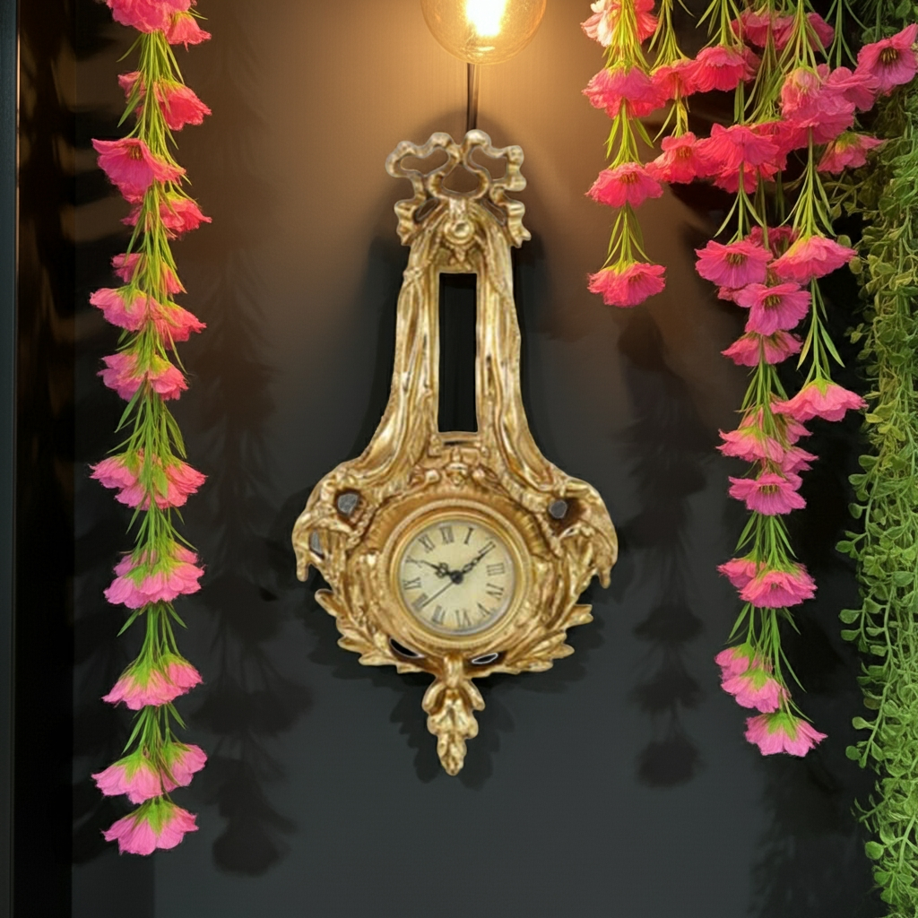 Antique Gold Wall Hanging Ornate Bow Clock – Decor Vibes Ltd